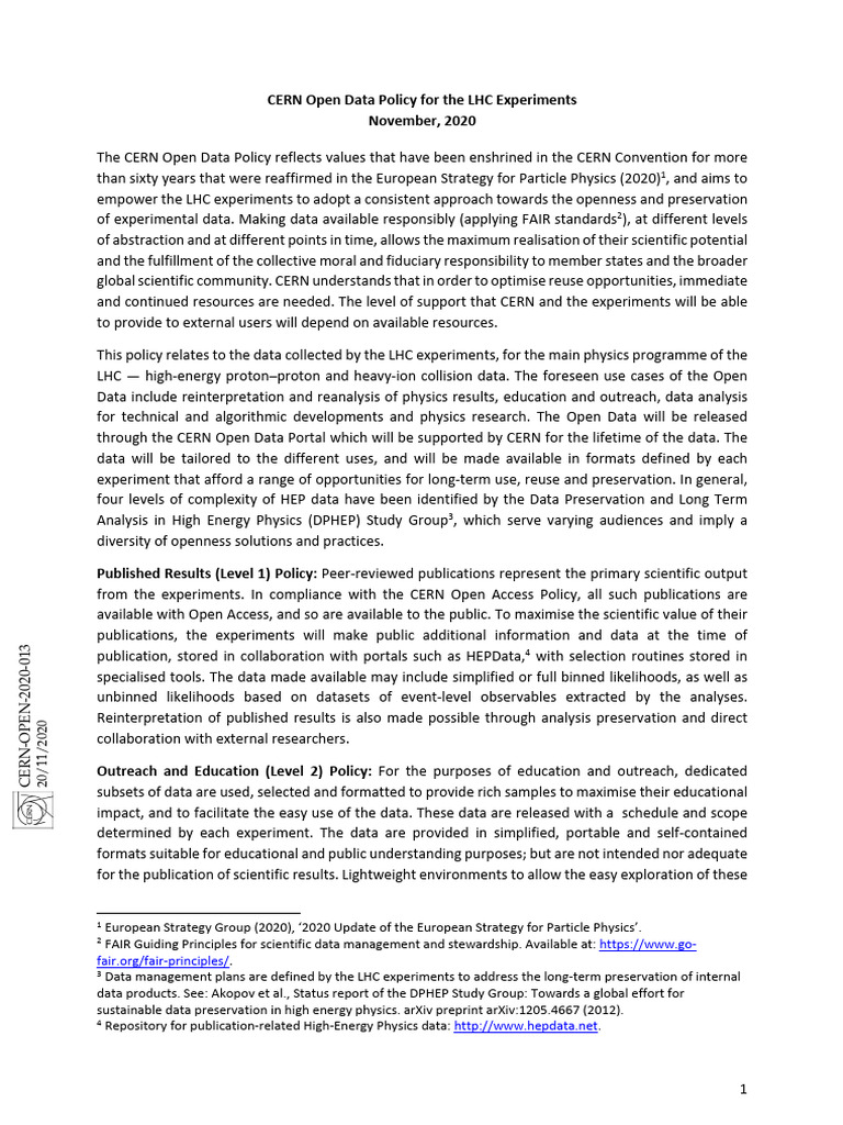 CERN-OPEN-2020-013 | PDF | Data | Large Hadron Collider