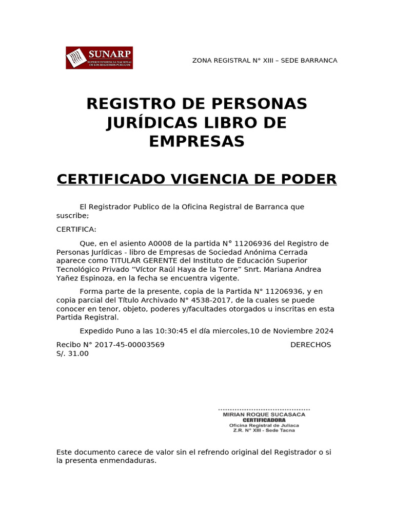 Vigencia de Poder | PDF