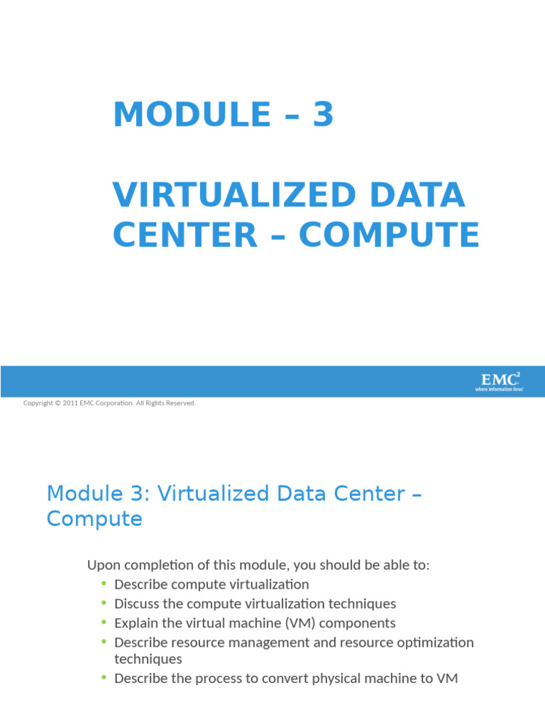 4 CIS Module 3 - VDC - Compute | PDF | Virtualization | Virtual Machine