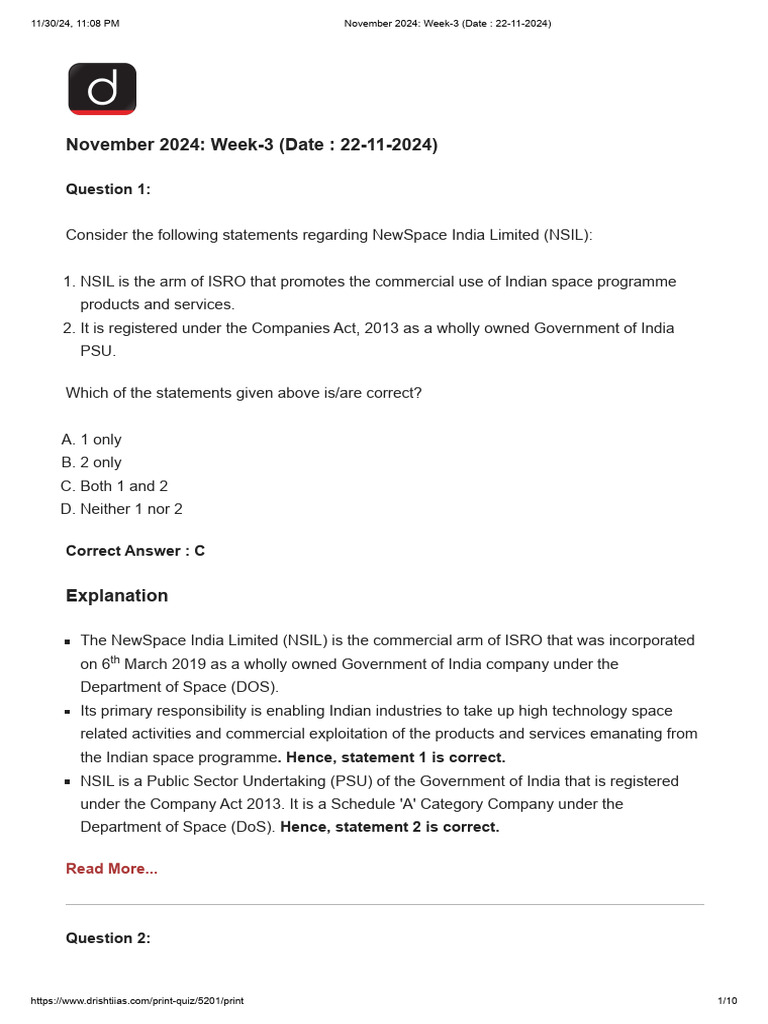 MCQs November 2024_ Week-3 | PDF | Cost Of Living | International Energy Agency