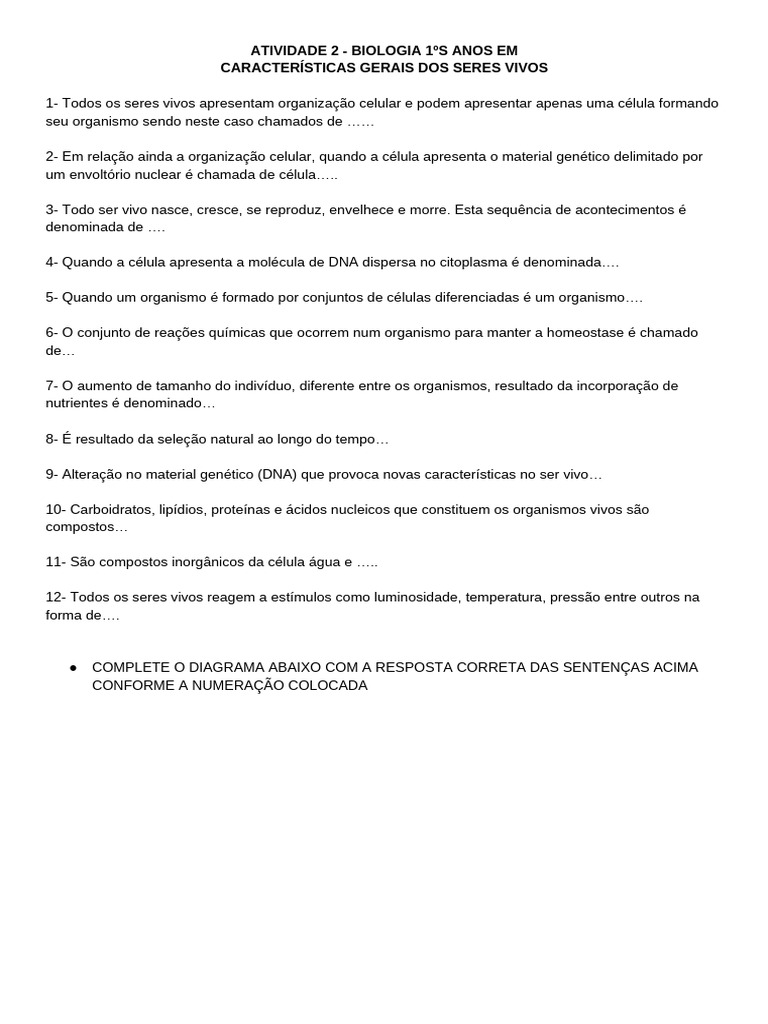 Andrei Cezar Dos Santos - Características Gerais Dos Seres Vivos | PDF ...