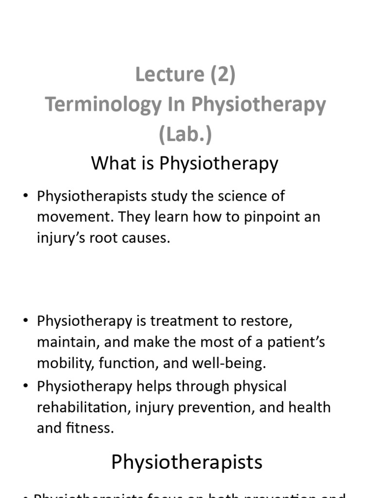 Physiotherapy Terminology Overview | PDF | Anatomical Terms Of Motion ...