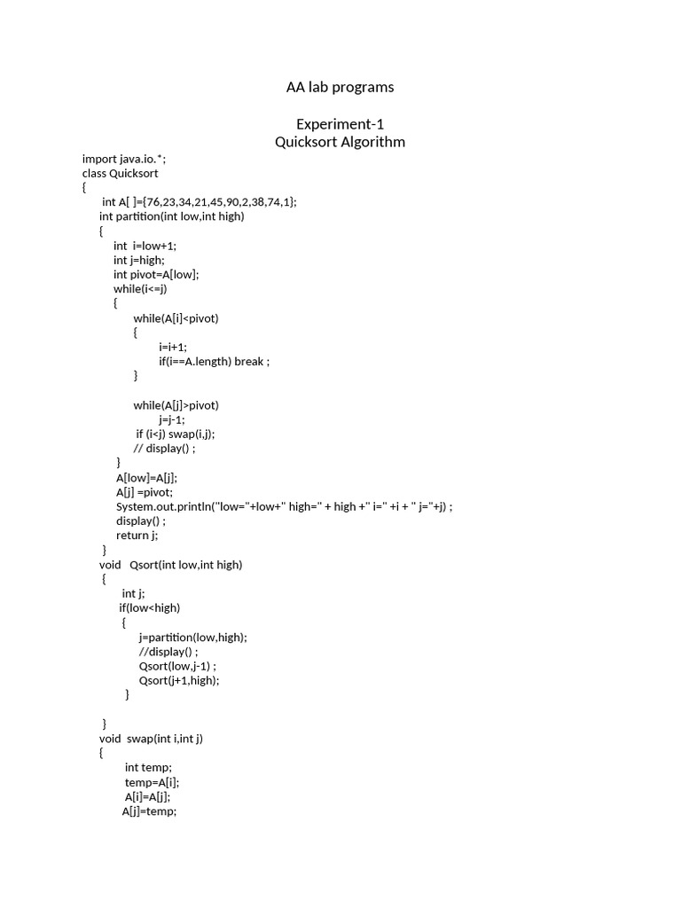AA lab programs | PDF | Algorithms And Data Structures | Algorithms AA lab programs | PDF | Algorithms And Data Structures | Algorithms