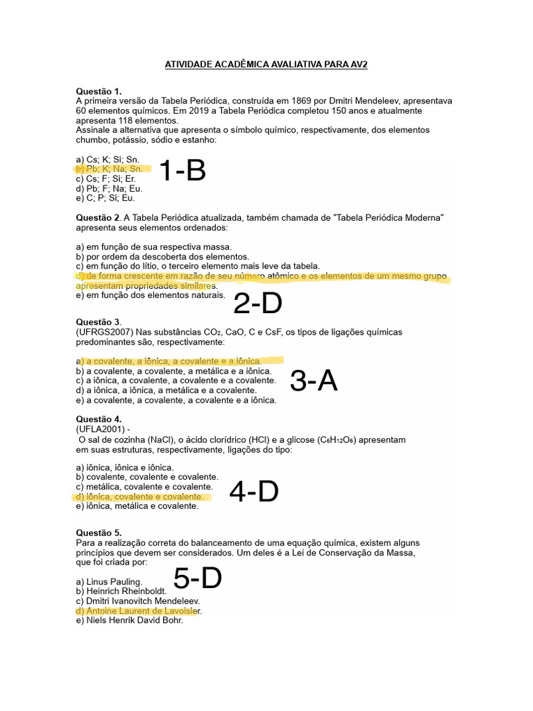 Atividade Av2 Quimica Organica | PDF | Ácido | Gases