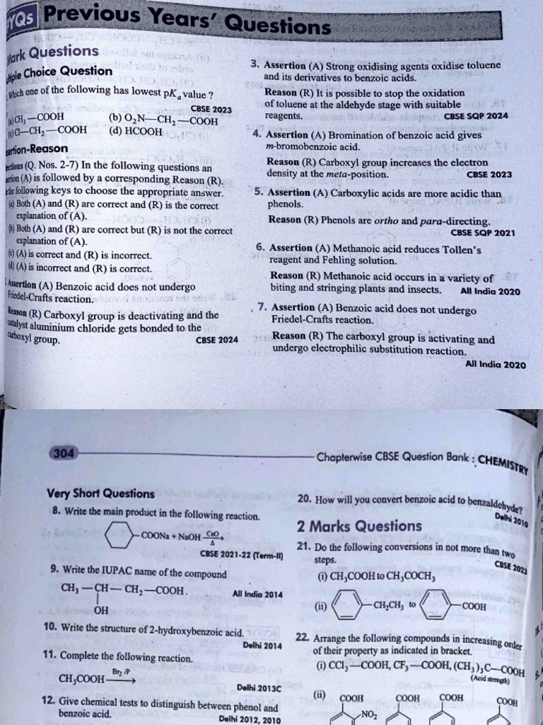 CA 2 PYQ | PDF | Carboxylic Acid | Acid