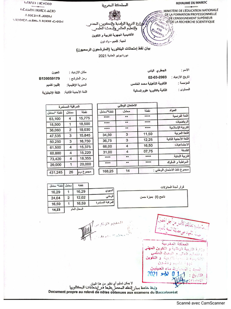 Relevee de Note Bac | PDF