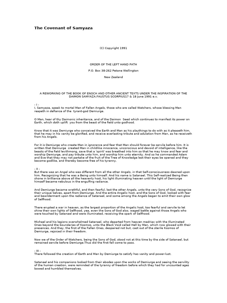 The Covenant of Samyaza | PDF | Watcher (Angel) | Angel