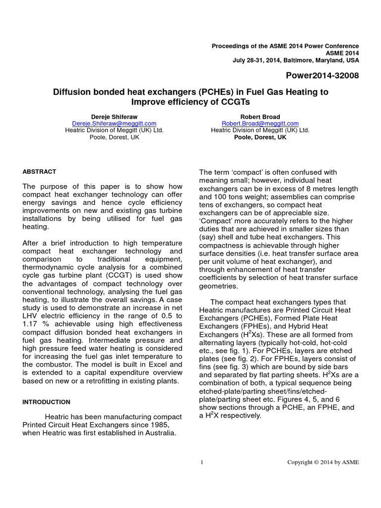 Efficiency Gains with Diffusion Bonded Heat Exchangers | PDF | Heat ...
