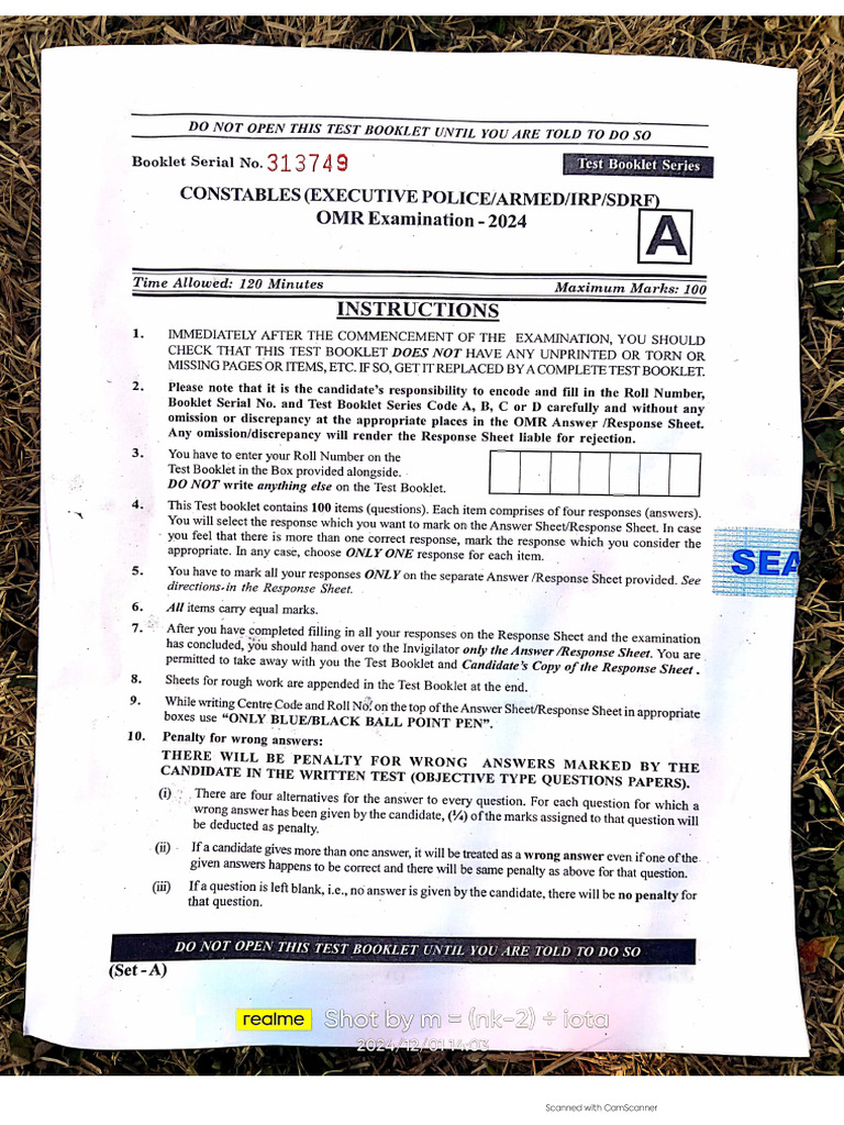 QP JKP Constable 01 Dec 2024 | PDF
