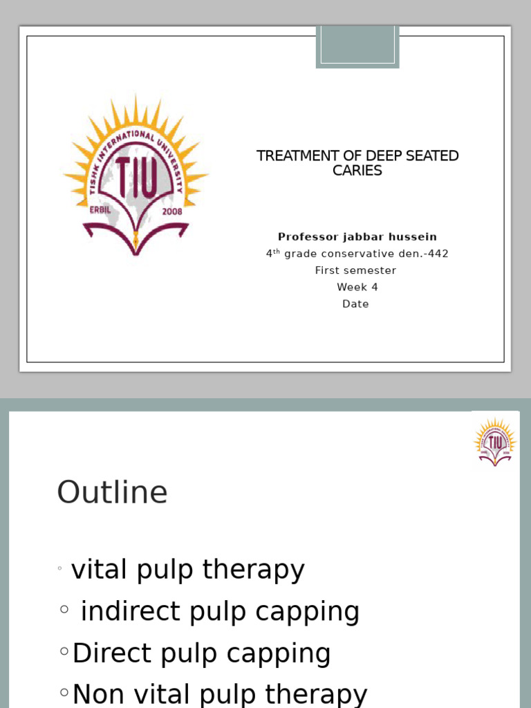 Treatment of Deep Seated Caries | PDF | Dentistry Branches | Dentistry
