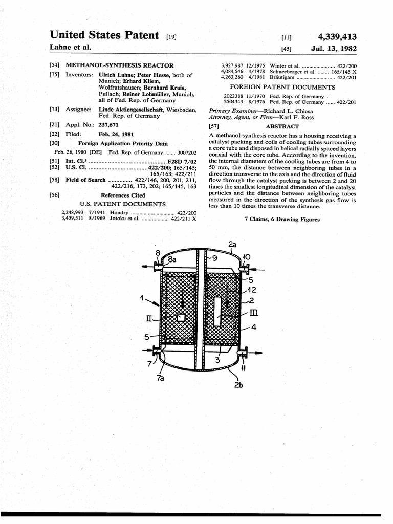 US4339413 - Linde - Methanol Spiral Cooling | PDF | Coolant | Chemical ...