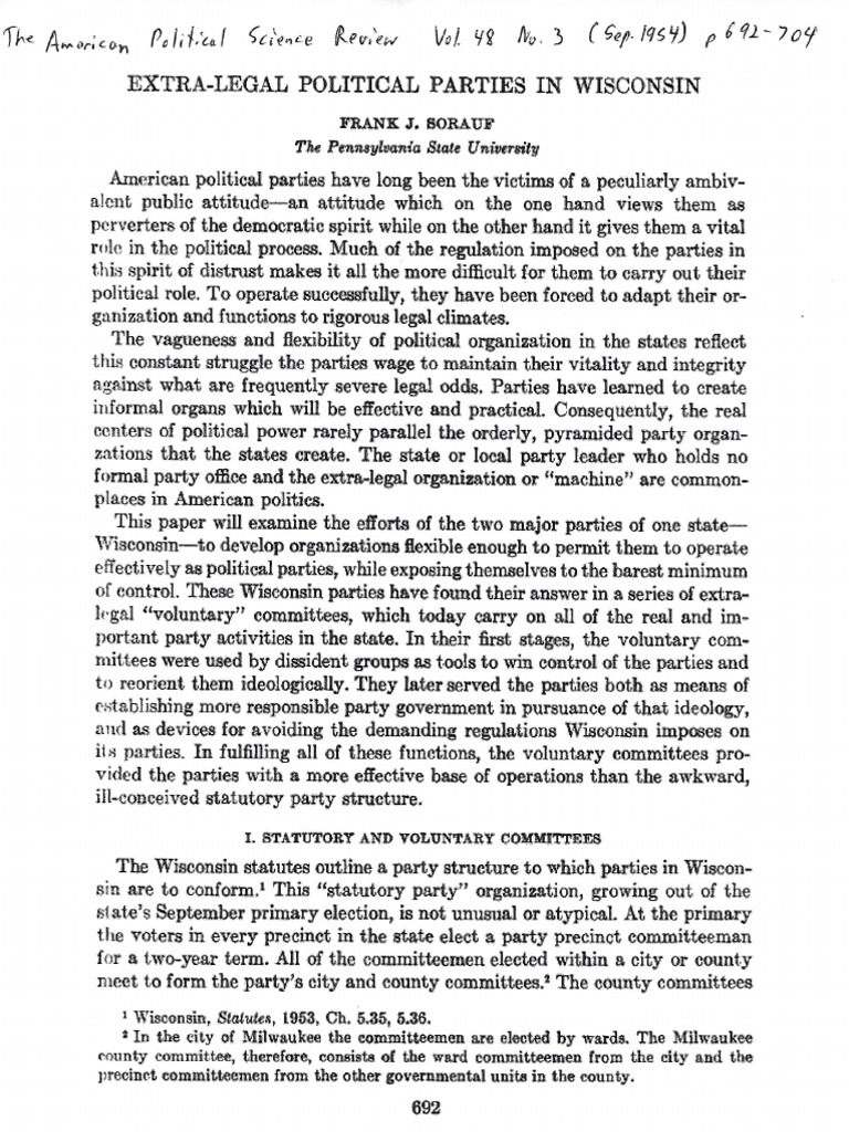 Political Parties Formation & Legal Structure in Wisconsin | PDF