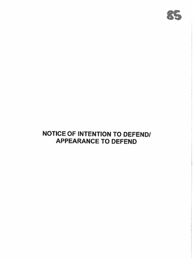 Notice of Intention To Defend | PDF
