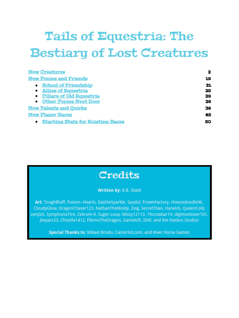 [Homebrew] Tails of Equestria - Bestiary of Lost Creatures | PDF | Tornadoes | Dragon