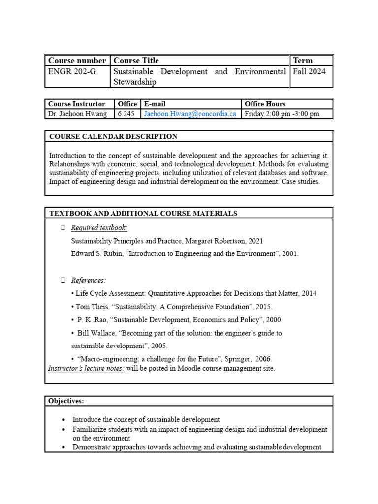 Engr 202 G 2024 Fall JHH | PDF | Sustainability