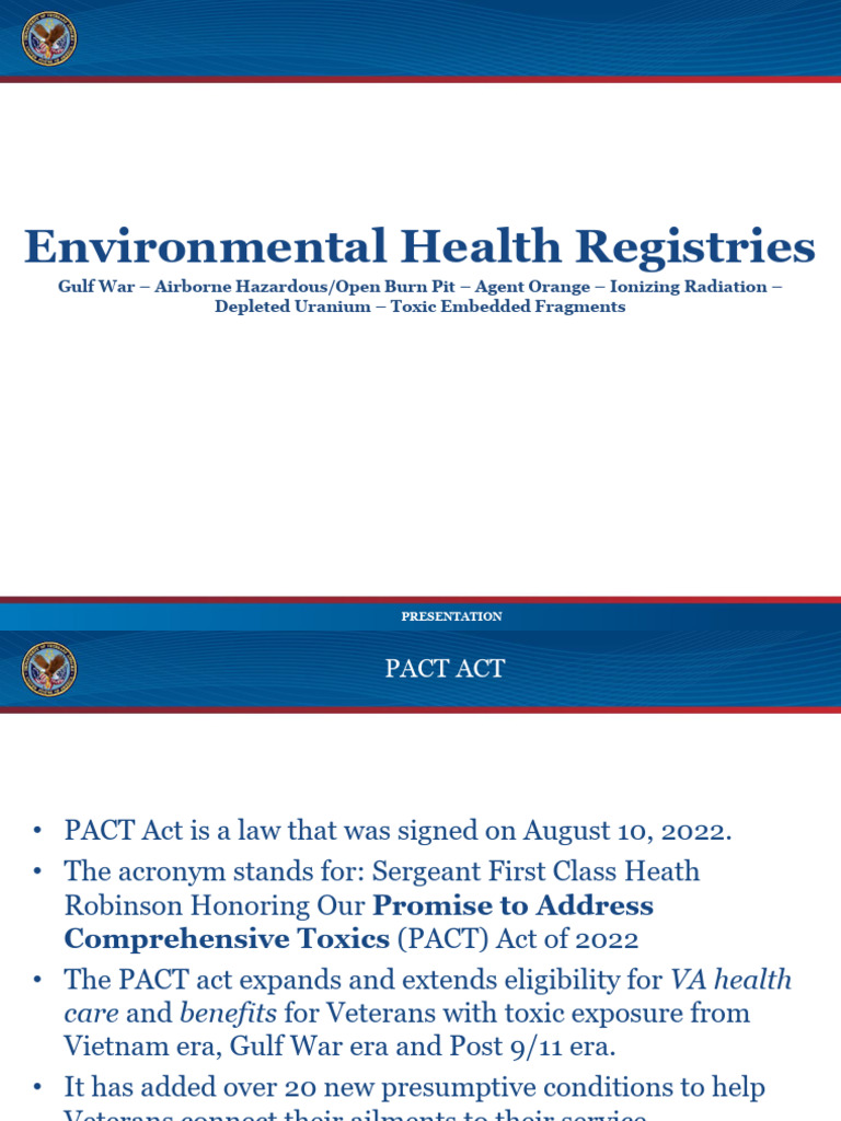 VA Environmental Health Registries Overview | PDF | Agent Orange ...
