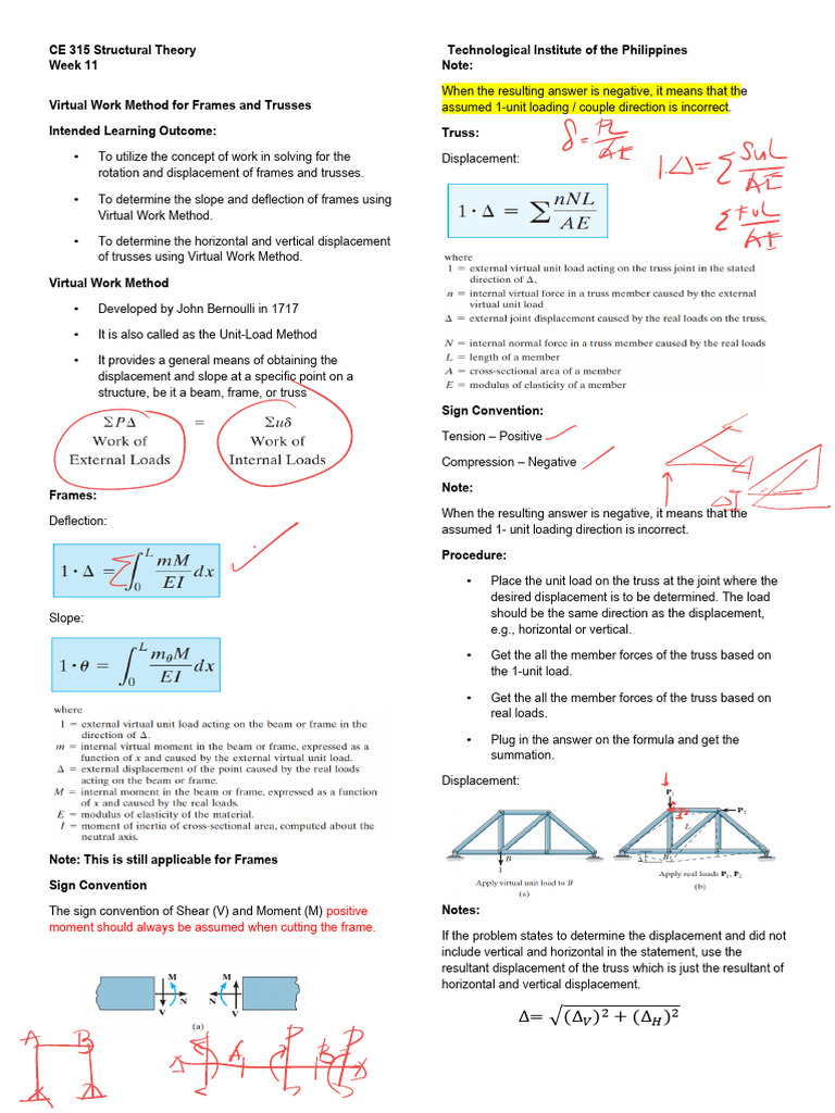 Week 11 - Virtual Work Method For Frames and Trusses Module | PDF ...