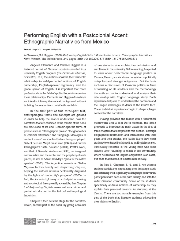 Postcolonial English in Oaxaca, Mexico | PDF | Narrative | Ethnography