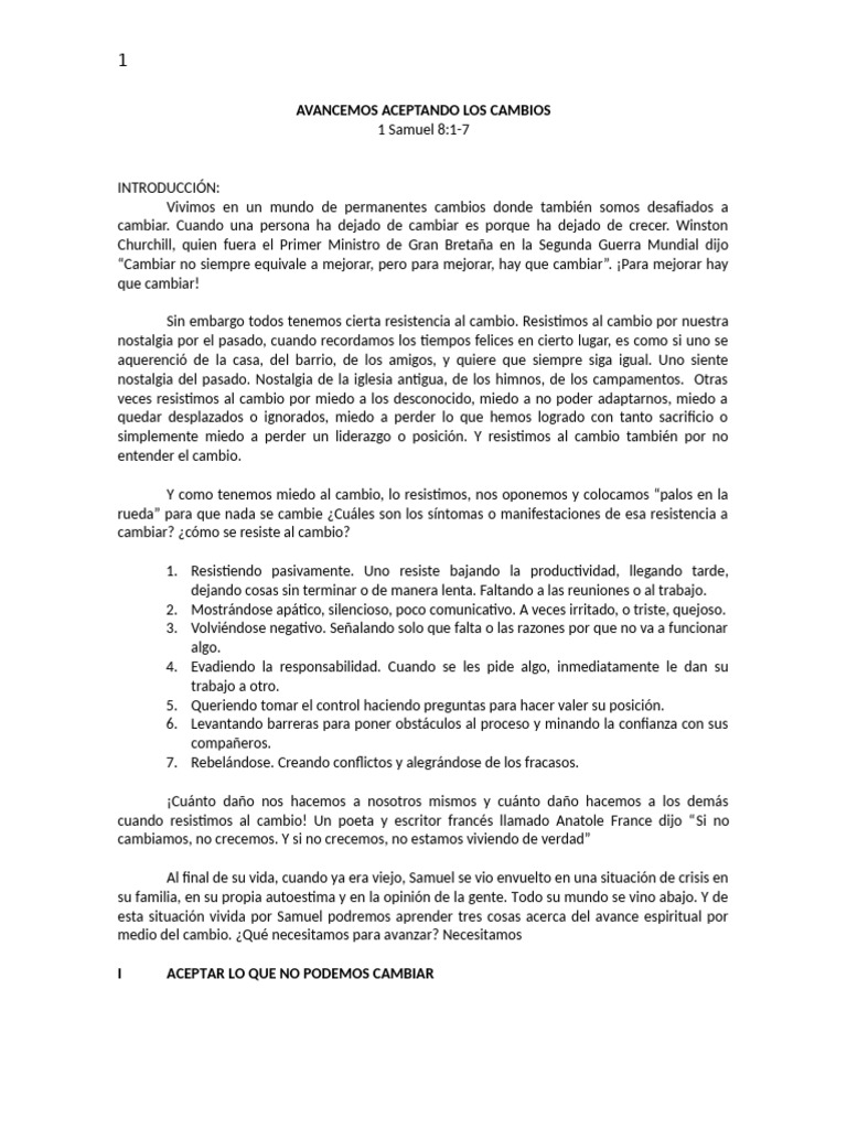 Avancemos Aceptando Los Cambios | PDF | Oración | Dios