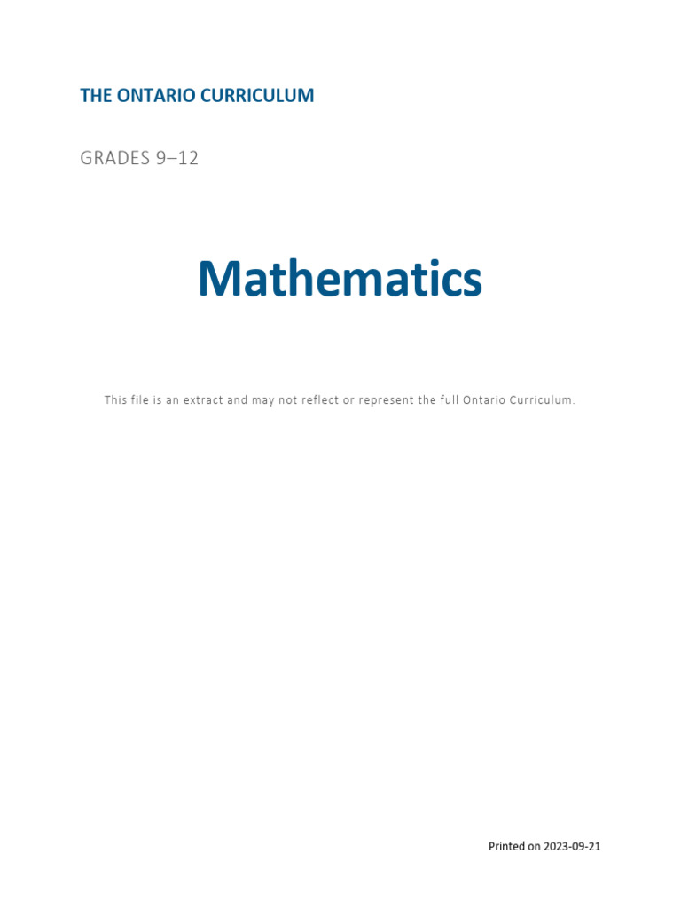 Mathematics(1) | PDF | Curriculum | Learning