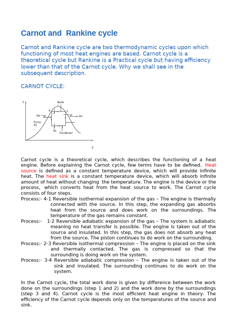 Carnot vs Rankine Cycle Comparison | PDF | Heat | Continuum Mechanics