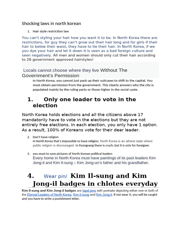 Insane Laws in North Korea | PDF