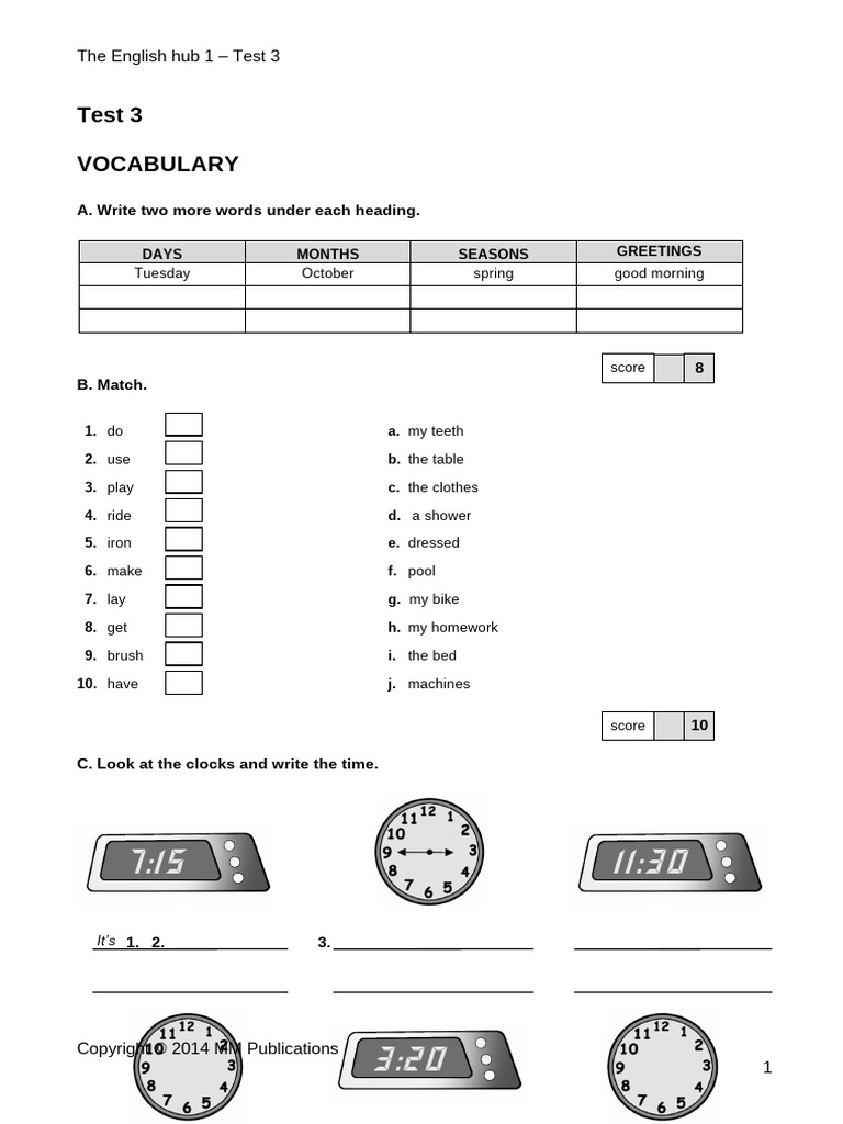 The English Hub_1_Test 3 | PDF | Linguistics