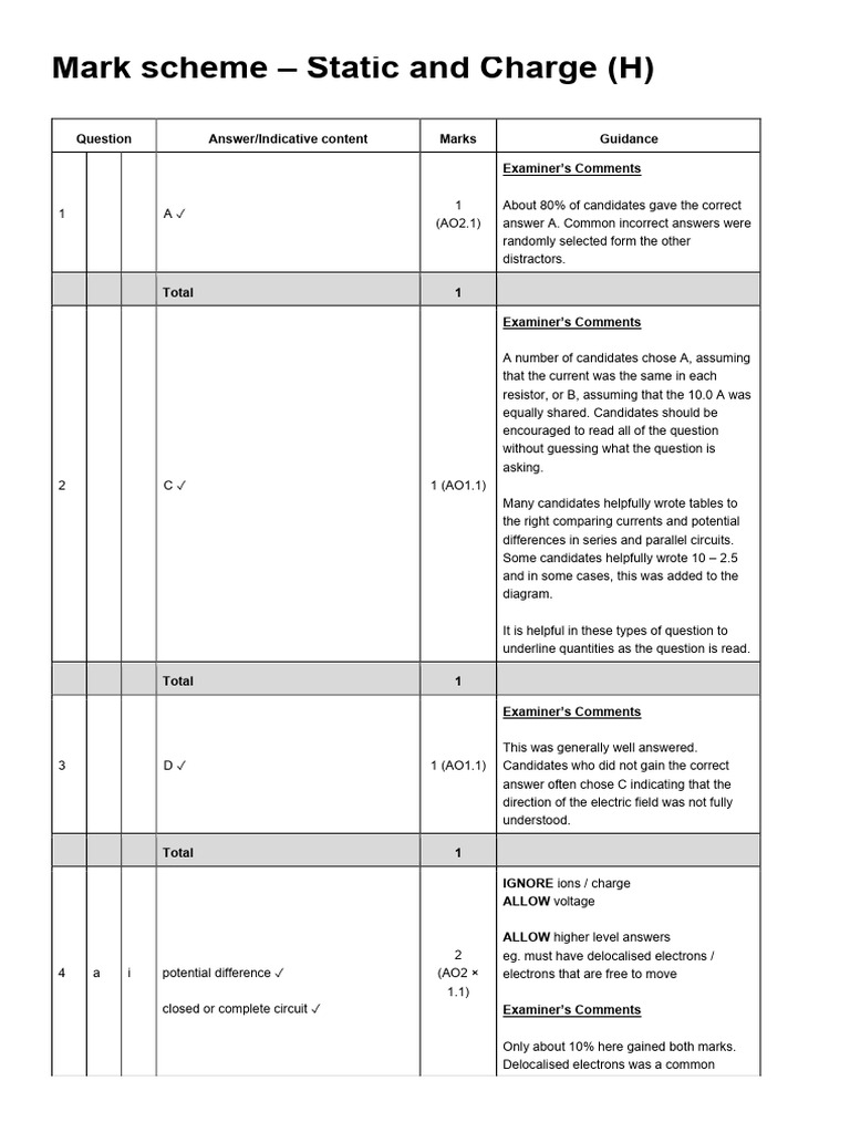 Physics Exam Mark Scheme | PDF | Electrical Resistance And Conductance | Electron