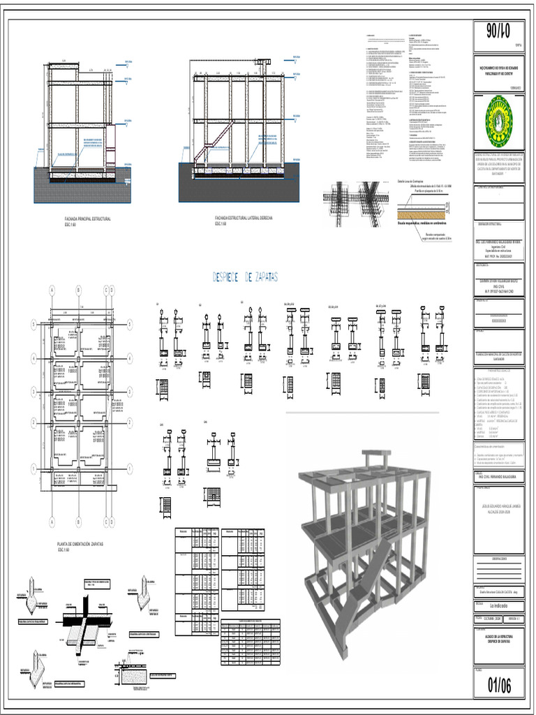 Planos Estructural Vivienda Cacota | PDF | Hormigón | Acero
