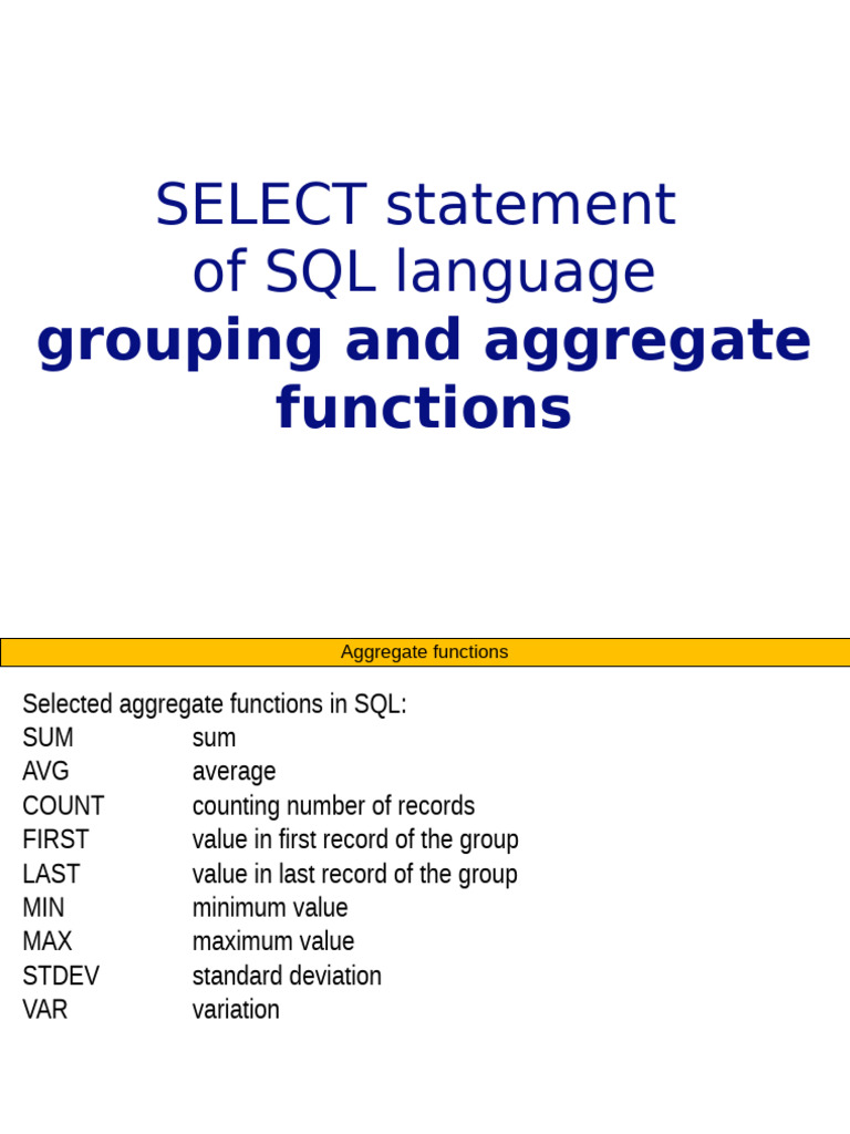 SELECT03 | PDF | Sql | Standard Deviation