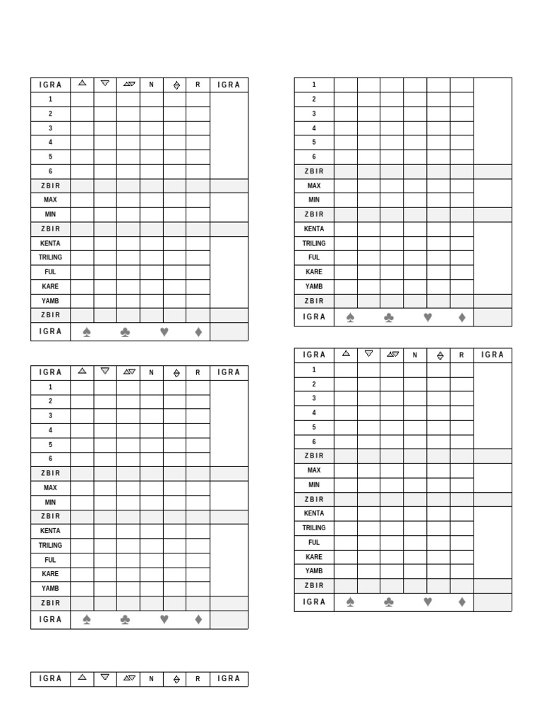 Igra - Yamb M | PDF