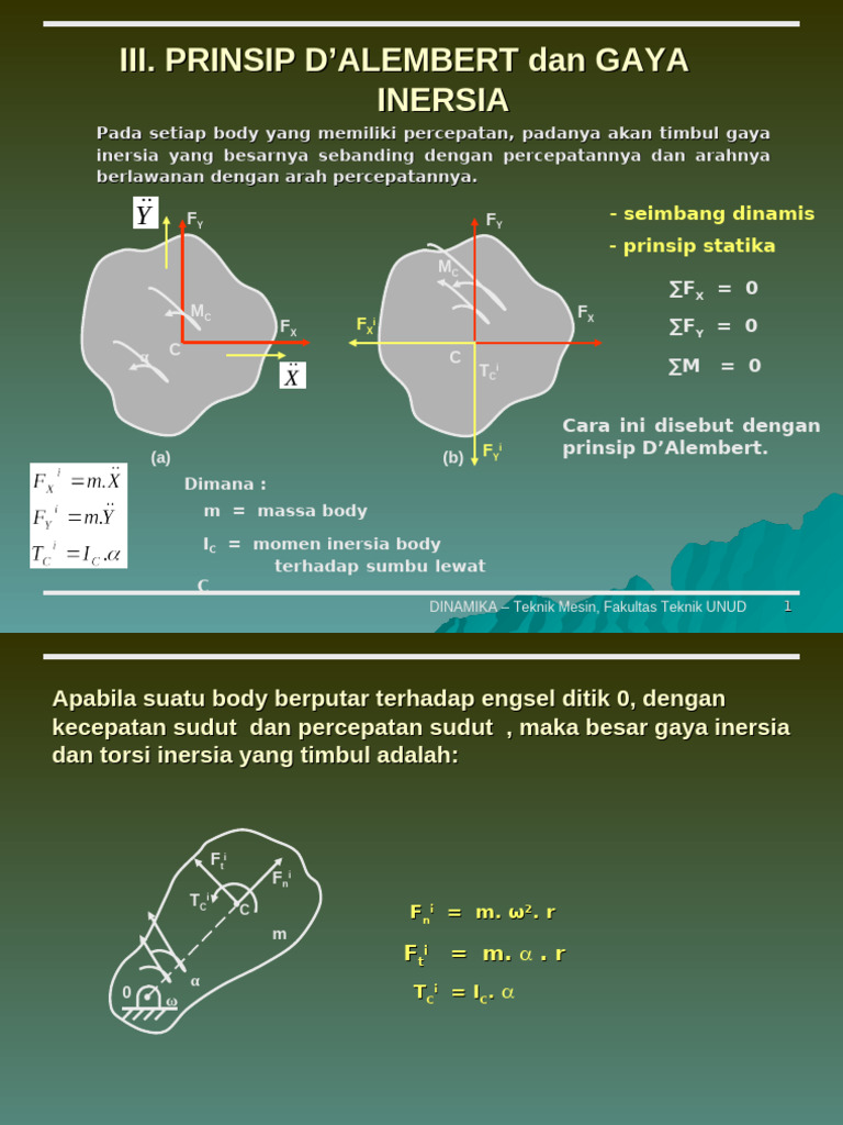 Prinsip D Alembert Dan Gaya Inersia | PDF