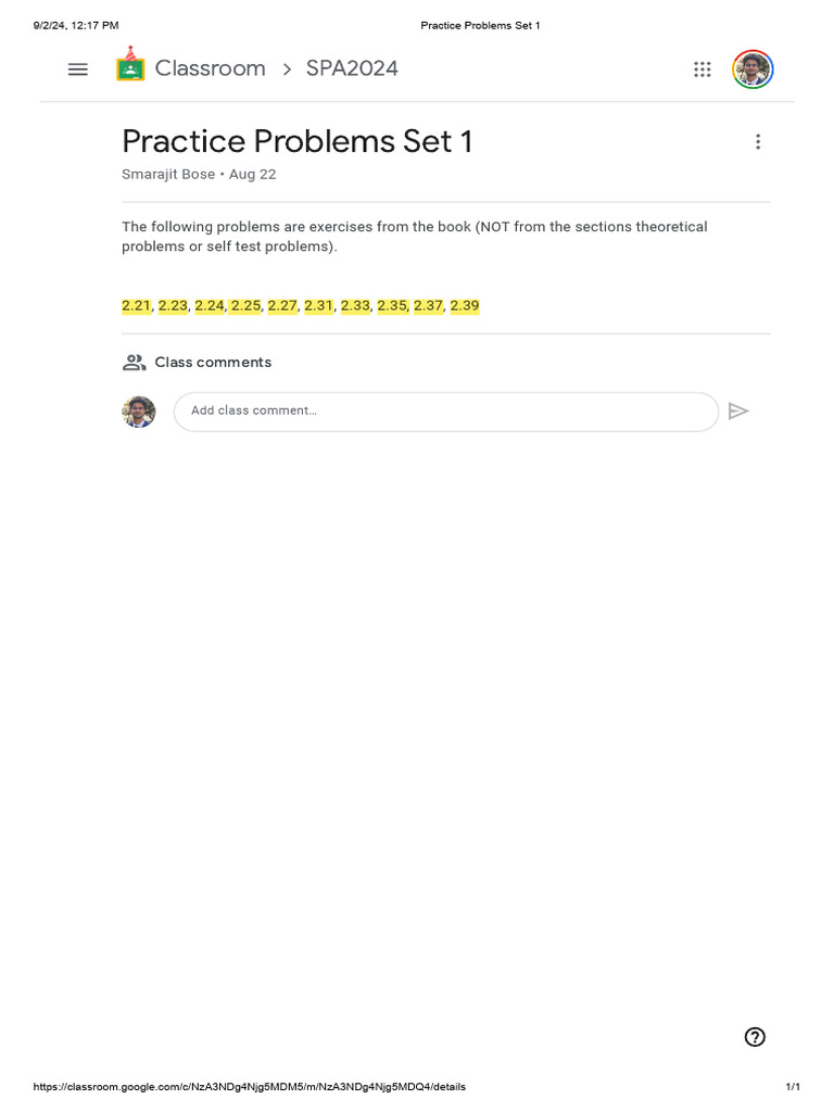 Practice Problems Set 1 | PDF