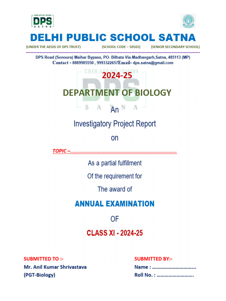 Investigatory Project Format for Xi | PDF