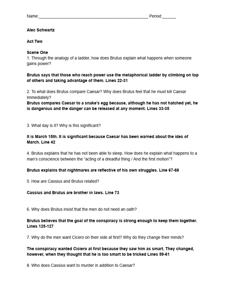 Julius Caesar Study Guide | PDF