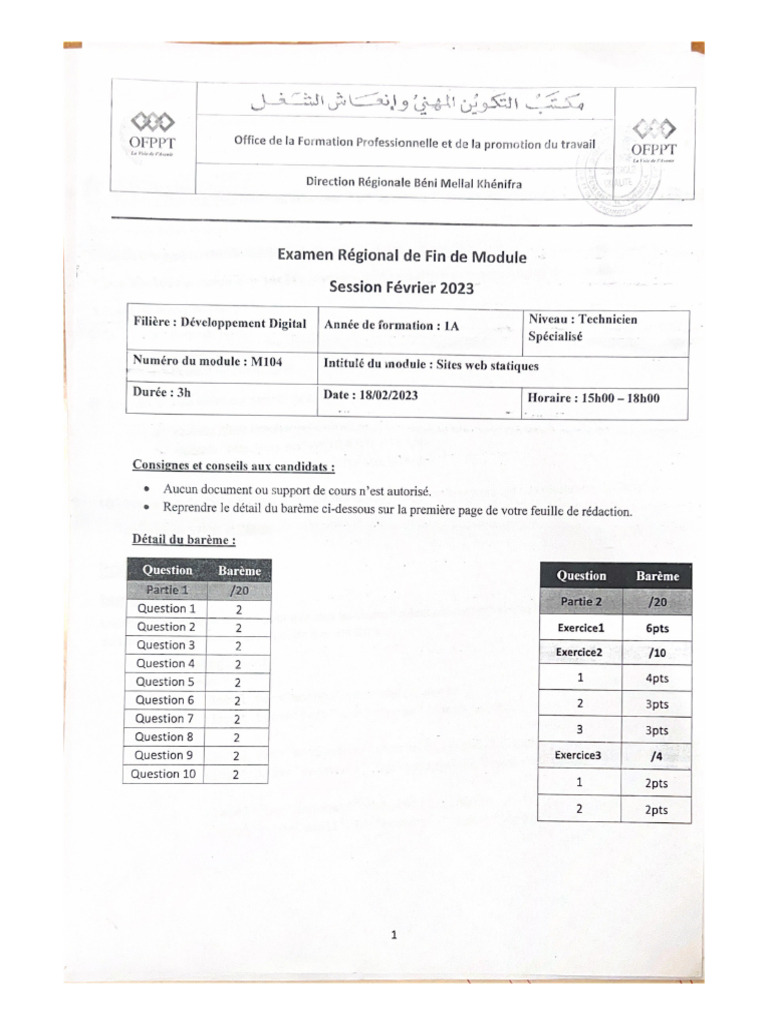 Efm Régionale M104 Web Statique | PDF