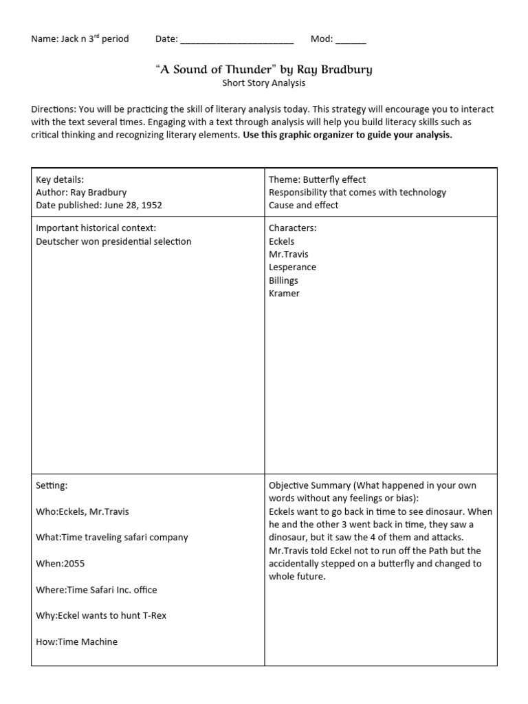 A Sound of Thunder - Short Story Analysis | PDF | Human Communication ...