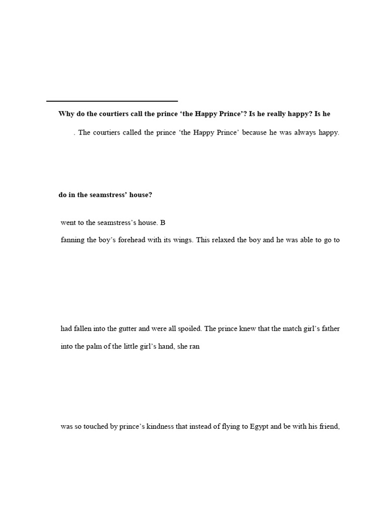 Happy Prince Textual Exercises Guide | PDF | The Happy Prince And Other ...