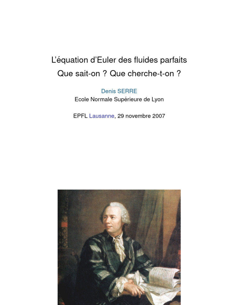 Équation d'Euler des fluides parfaits | PDF | Physique | Mécanique des ...