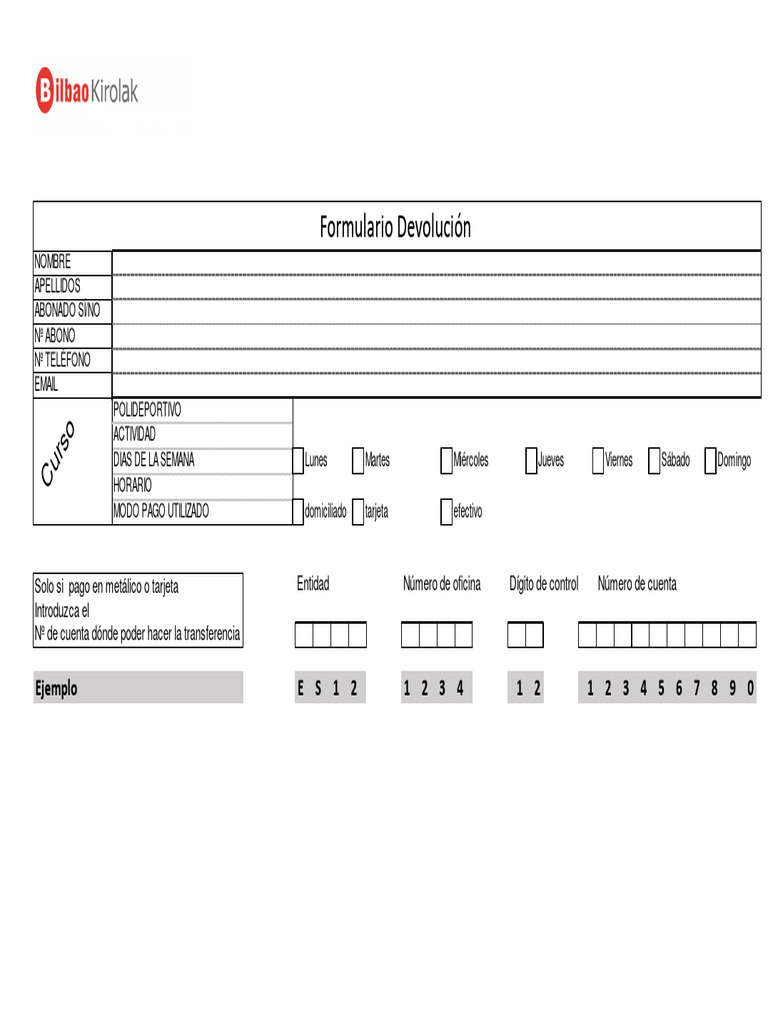 Formulario Devolución Castellano | PDF