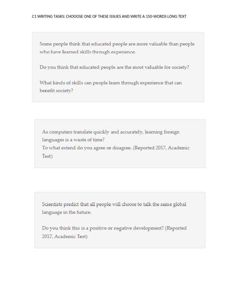 C1 Writing Tasks | PDF
