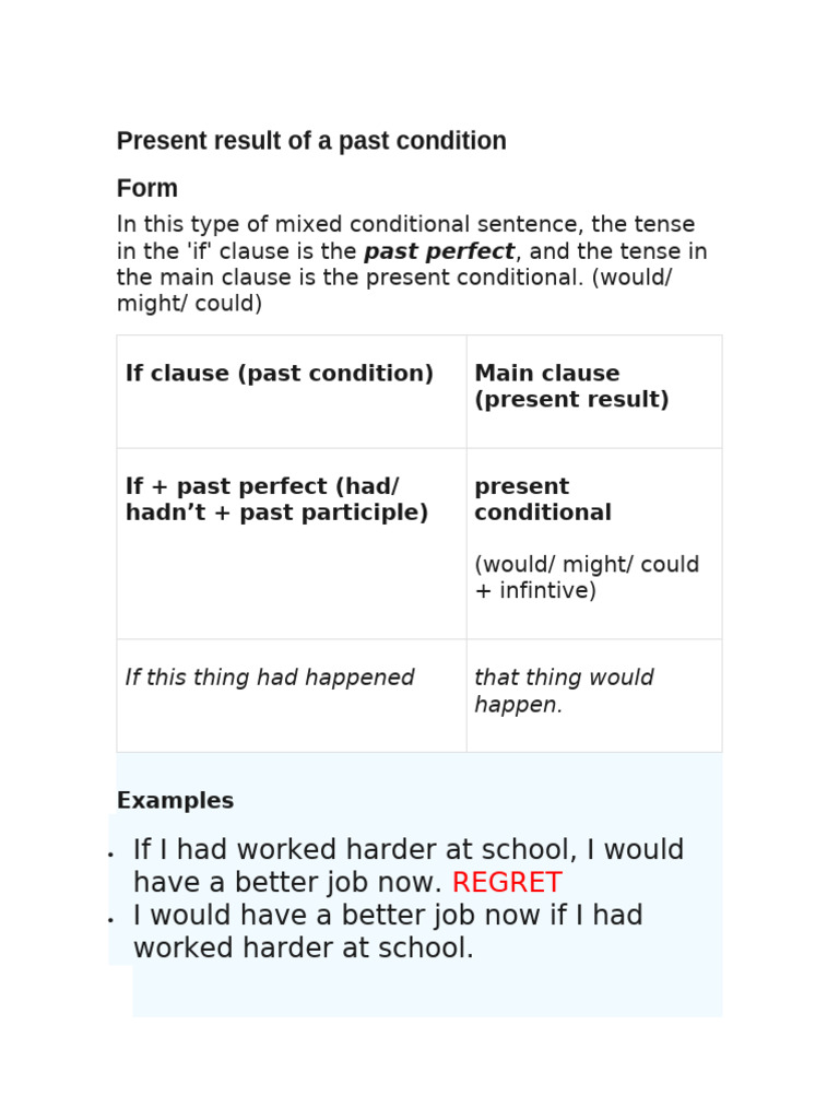 Mixed Conditional Sentences Guide | PDF