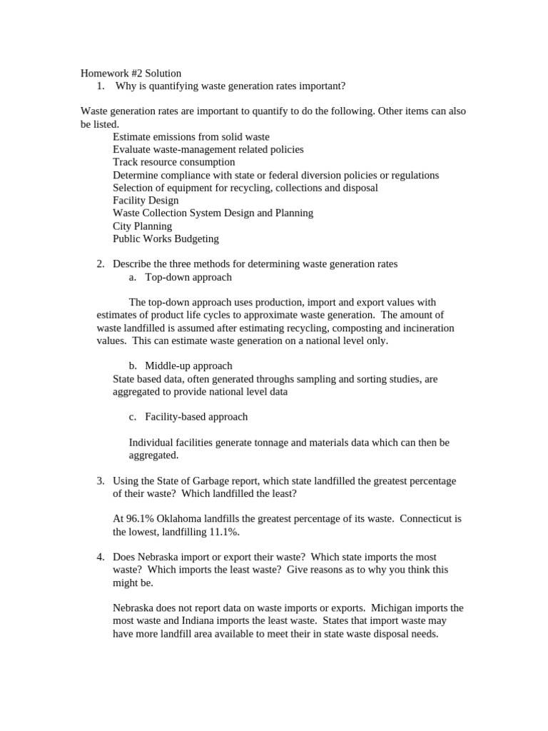Waste Characterization HW 2 Solution | PDF | Waste | Waste Management