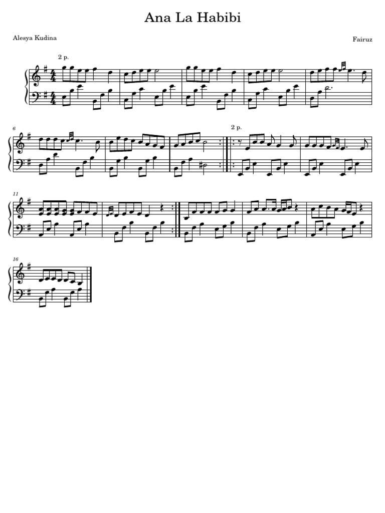 Ana La Habibi Sheet Music | PDF