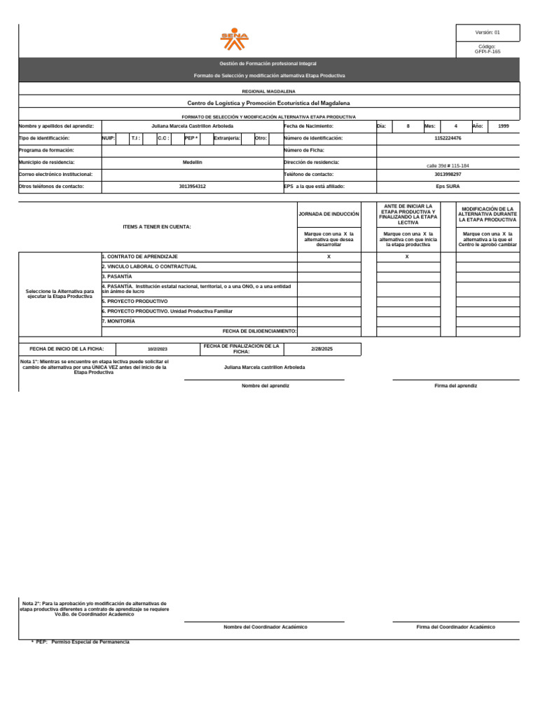 Formato selección EP_ (1)-1 | PDF | Documento de identidad