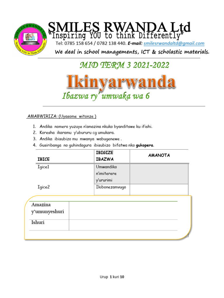 P6. MID TERM 2 2021-2022 KINY | PDF