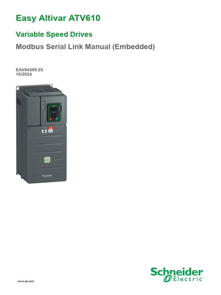 Easy Altivar ATV610 Variable Speed Drives Modbus Serial Link Manual ...