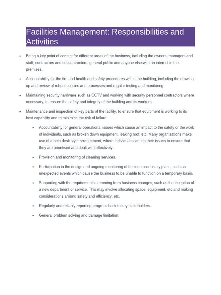 Facilities Management | PDF