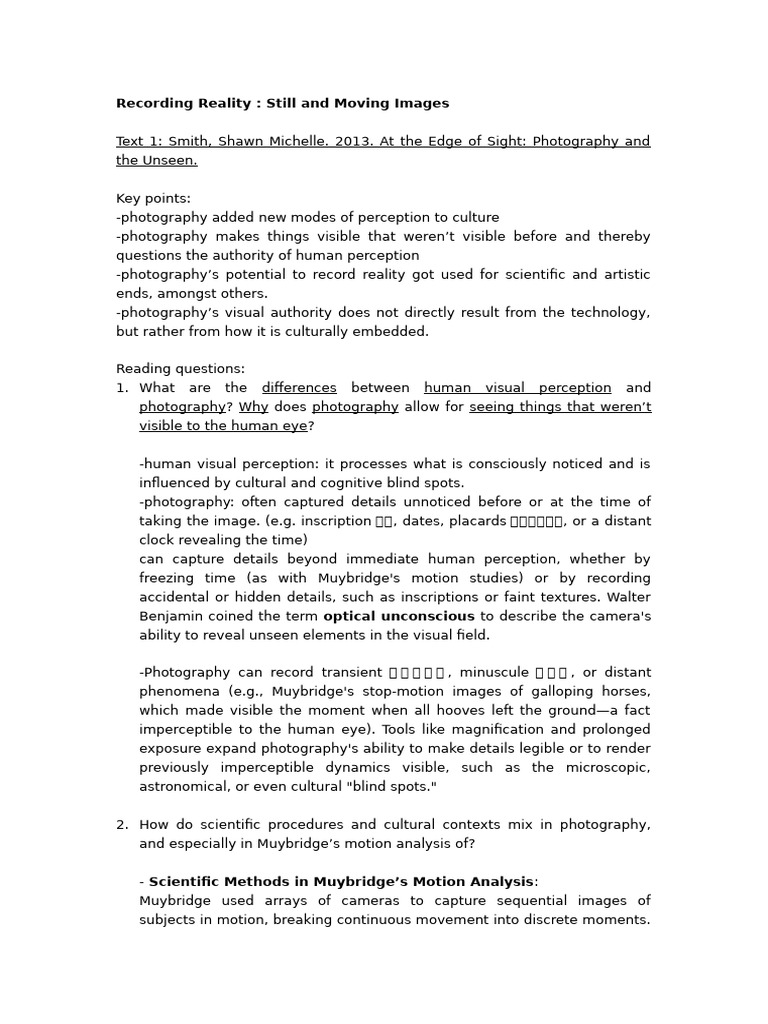 Main Points & Reading Questions | PDF | Image | Perception