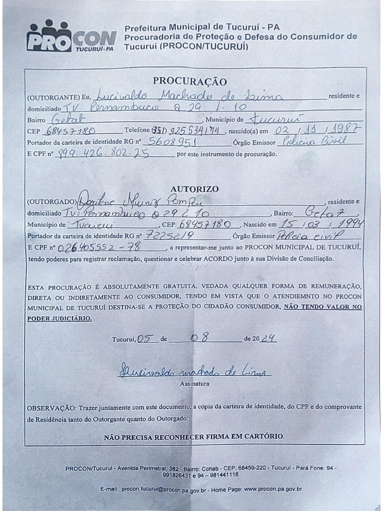 PDF Procuração Procon | PDF